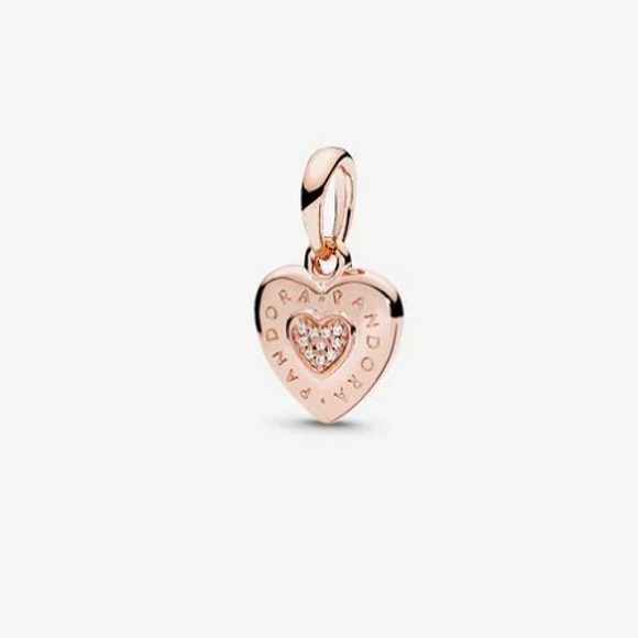Pandora | Jewelry | Pandora Signature Logo Rose Gold Cz Heart Pendant ...